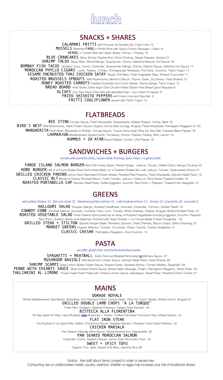 Lunch – Zola Bistro